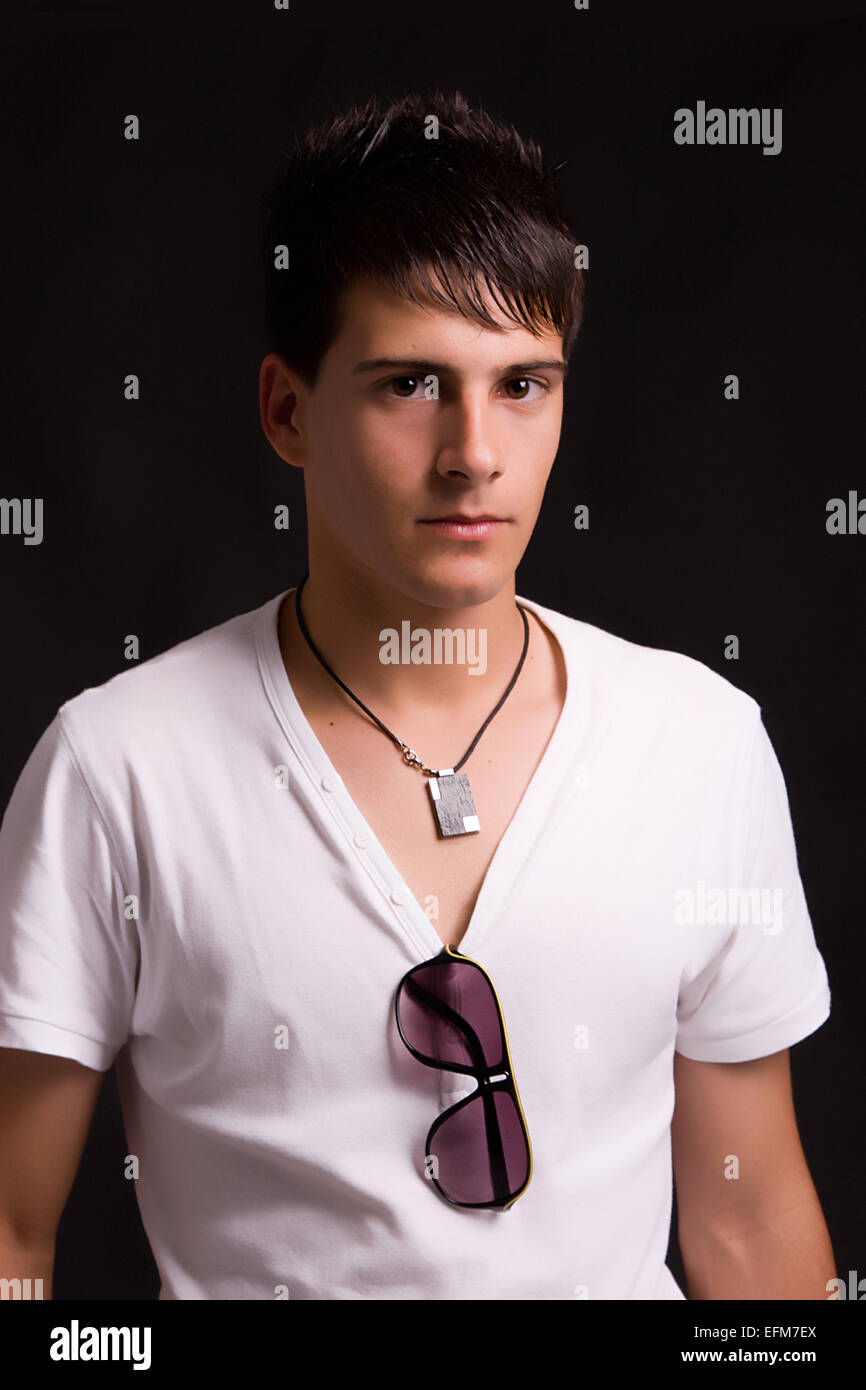 Young boy portrait - low key portrait Stock Photo - Alamy