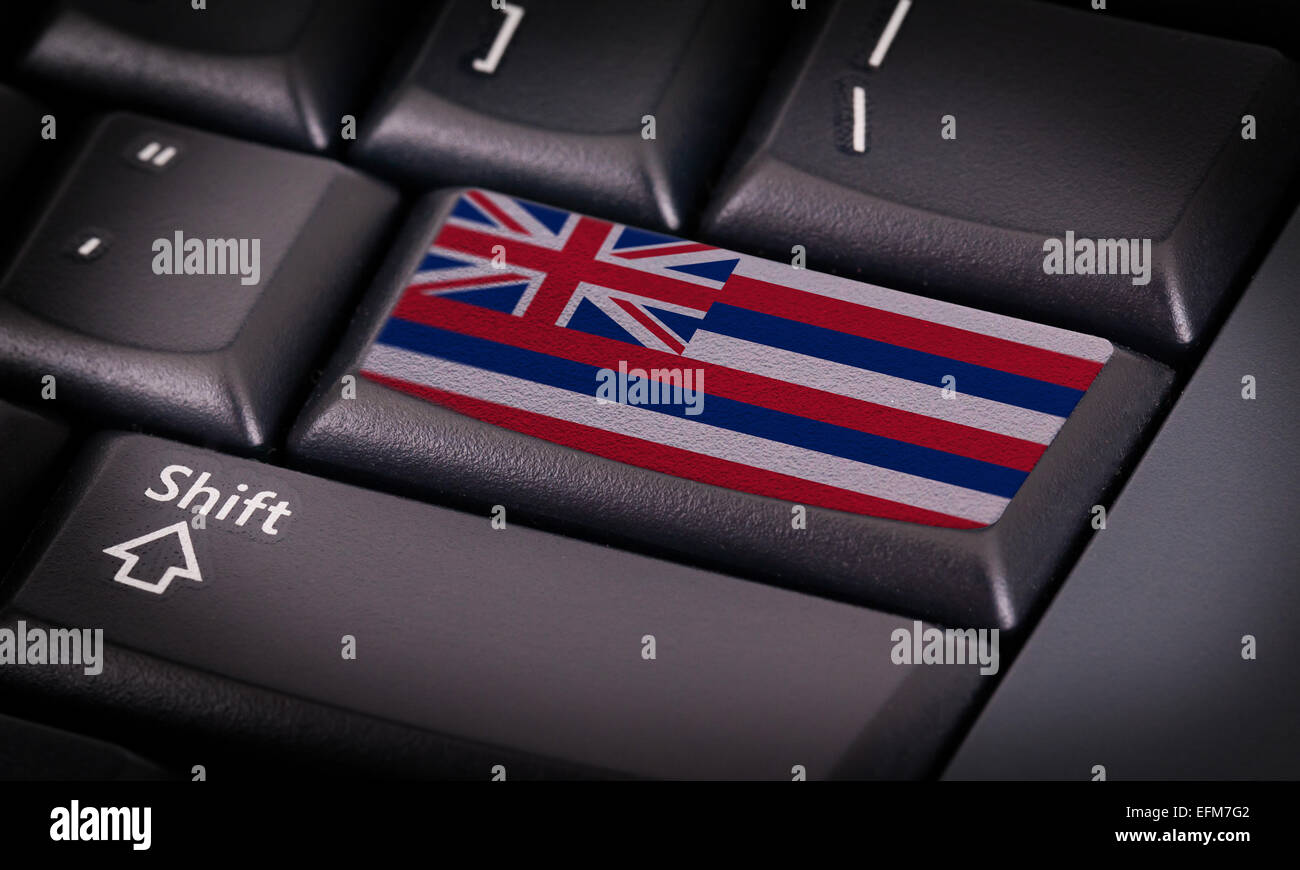 Flag on button keyboard, flag of Hawaii Stock Photo - Alamy