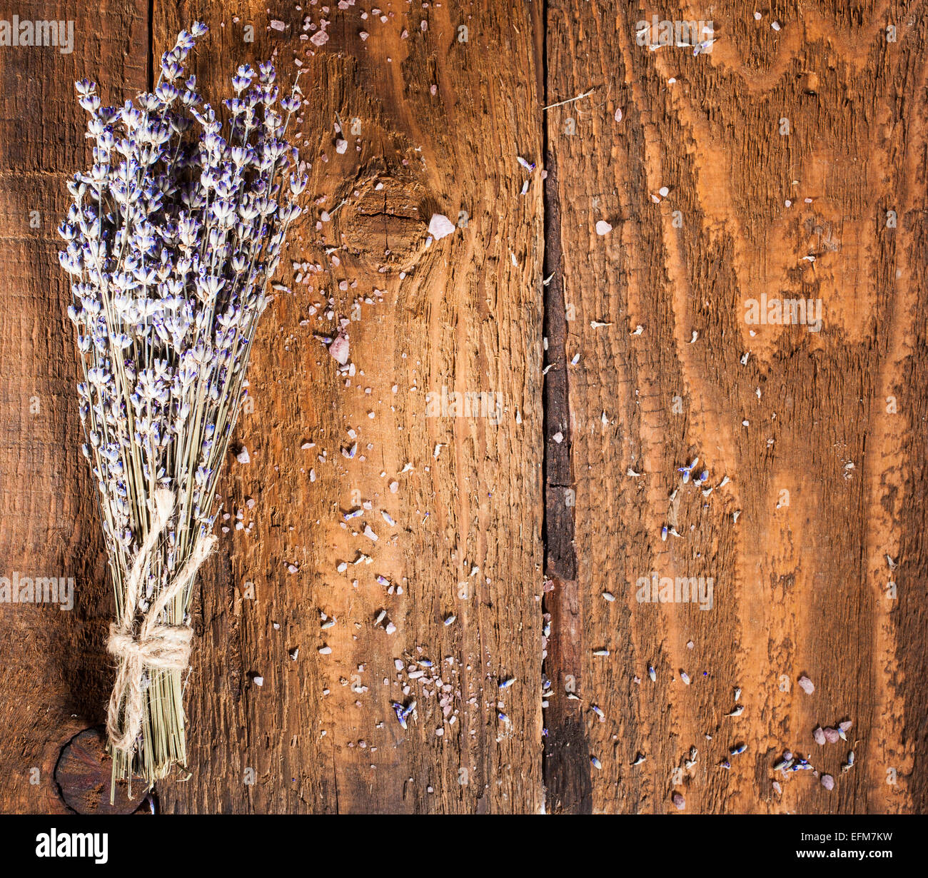 Spa background with bunch of lavender and sea salt Stock Photo - Alamy