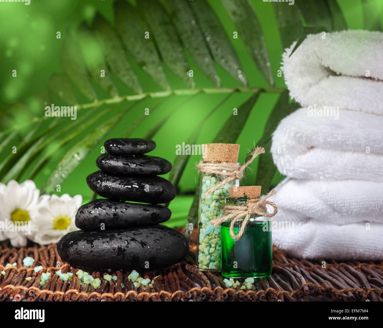 Tropical spa background in the range of green Stock Photo - Alamy