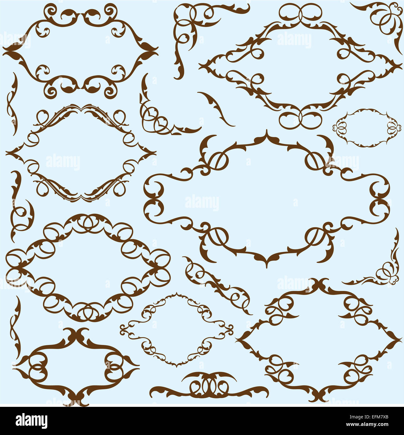 Victorian set of fine elements on blue Stock Photo - Alamy