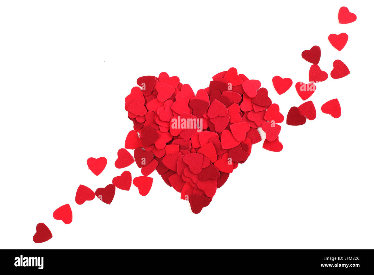 Heart made of small paper hearts, isolated on white background ...