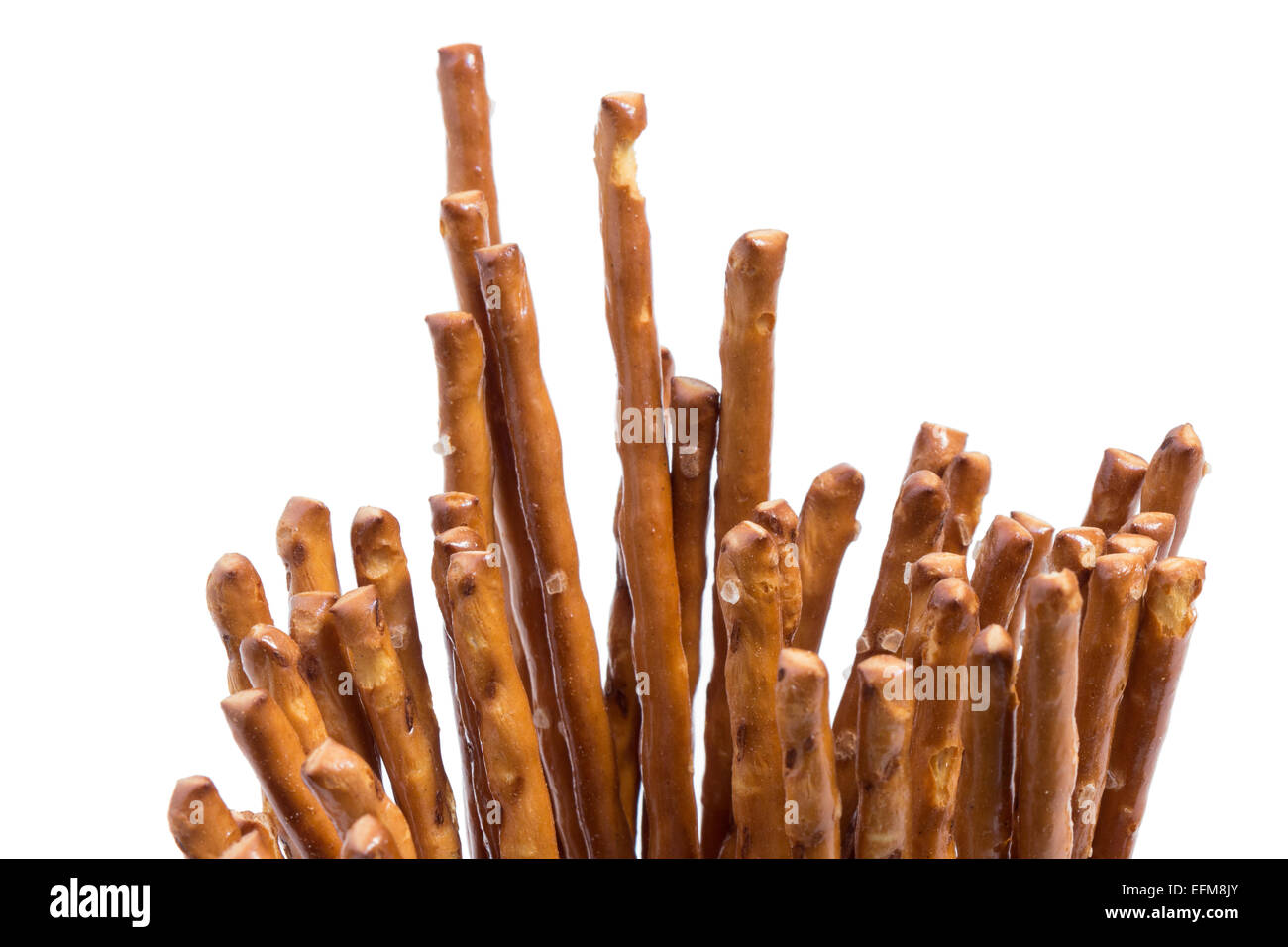 Closeup of many salt sticks, isolated on white background Stock Photo ...