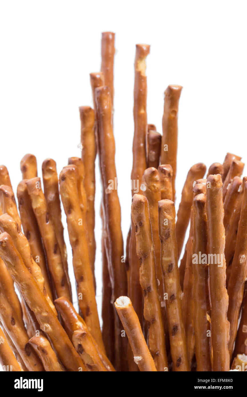 Closeup of many salt sticks, isolated on white background Stock Photo ...