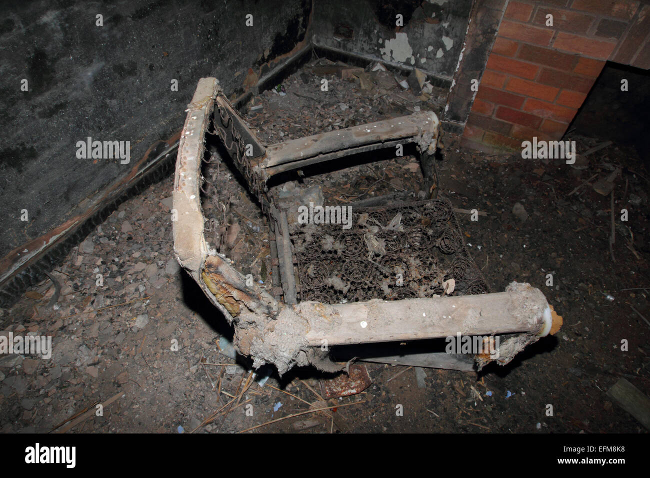 Old burnt out chair Stock Photo - Alamy