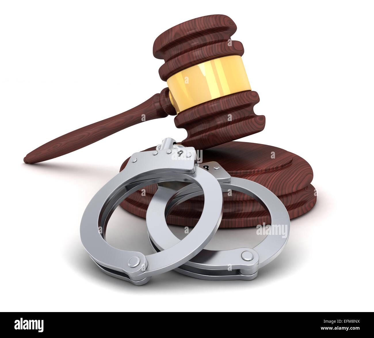 Gavel and handcuffs on a white background (done in 3d Stock Photo - Alamy