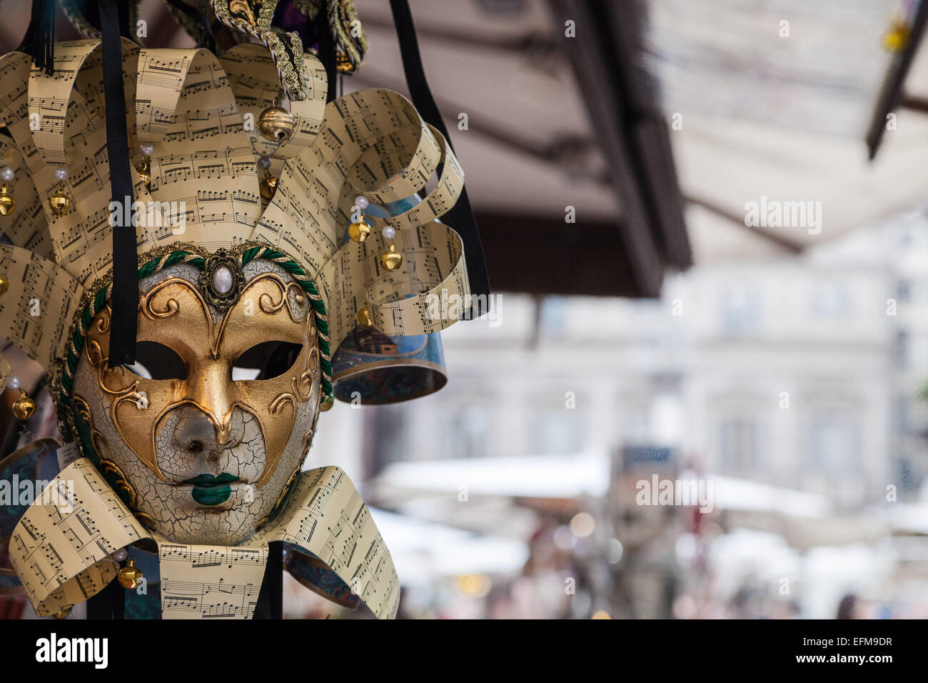 Carnival Mask, hanging at the market stall, ready for purchase Stock ...