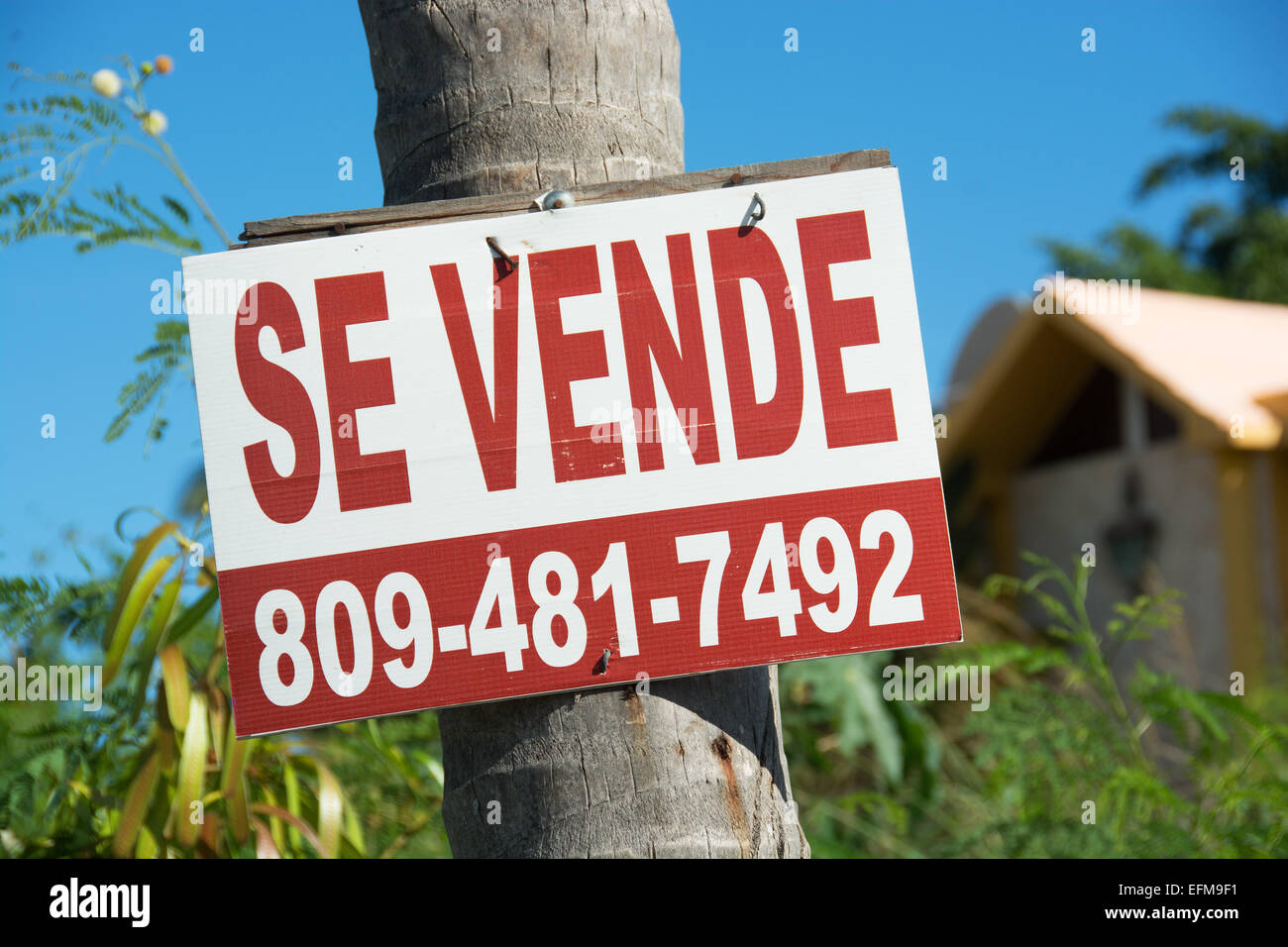 DOMINICAN REPUBLIC. A sign advertising property for sale. 2015 Stock ...