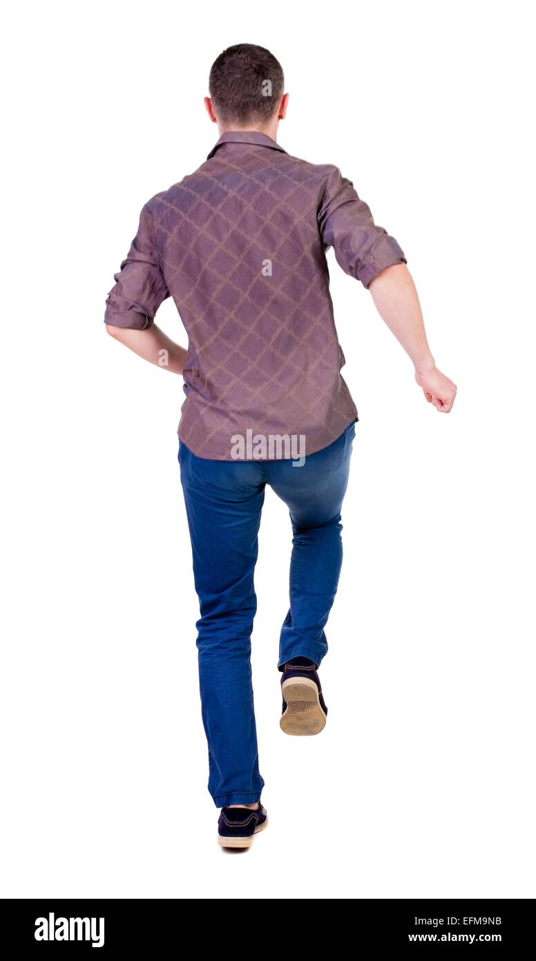 Man running back view jeans hi-res stock photography and images - Alamy