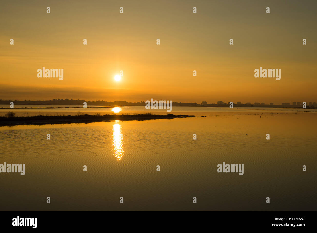 Albufera lagoon with Valencia town in the background Stock Photo - Alamy
