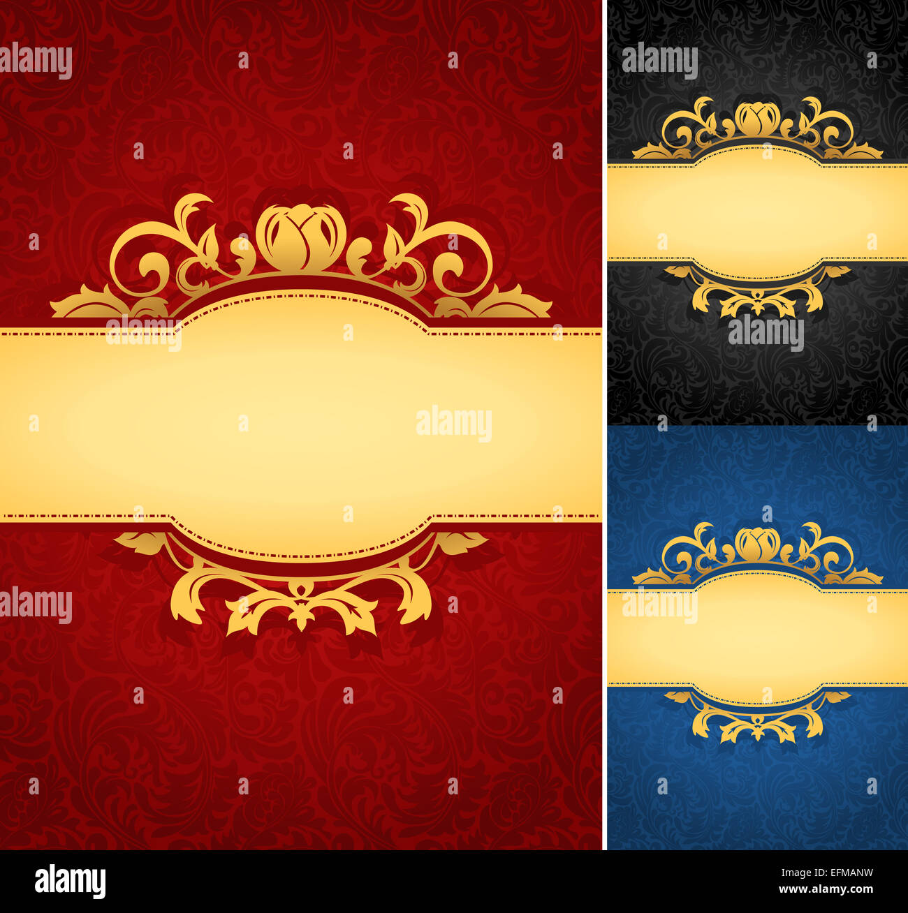 Elegant golden frame banner with ornate wallpaper background Stock ...