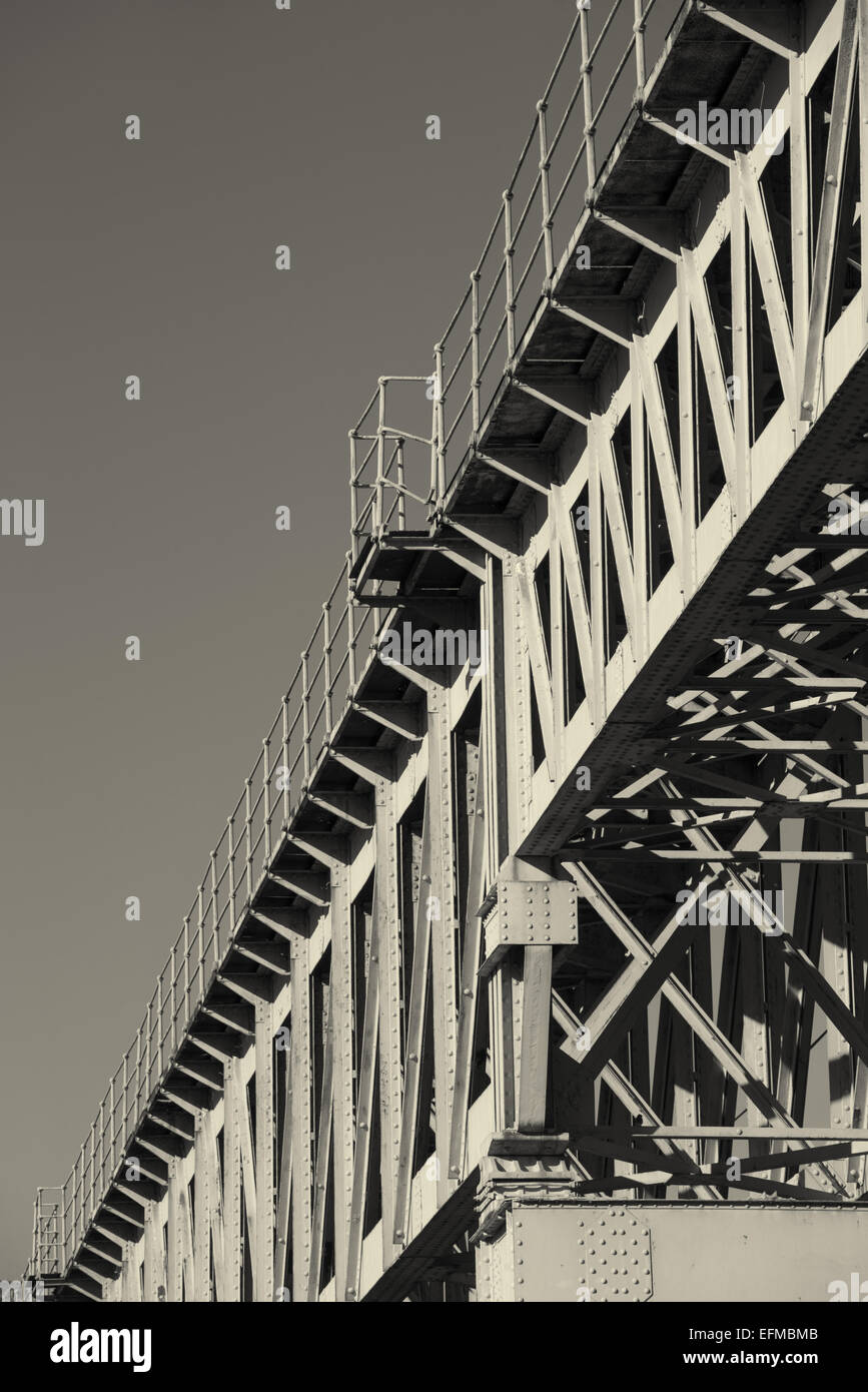 Low angle take of the steel structure of a railway bridge Stock Photo ...