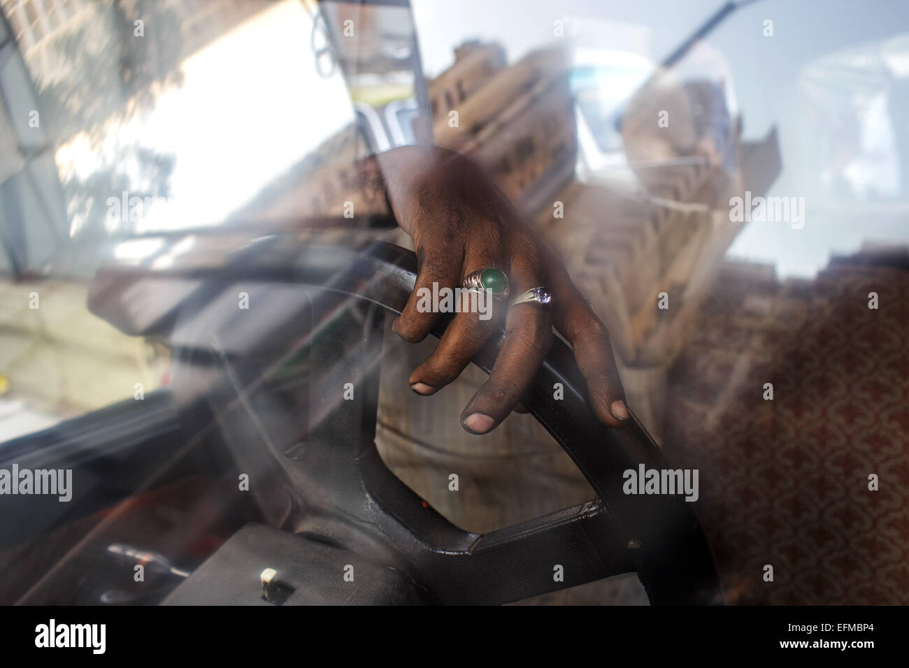 Taxi driver in his Premier Padmini car in Mumbai, India Stock Photo - Alamy