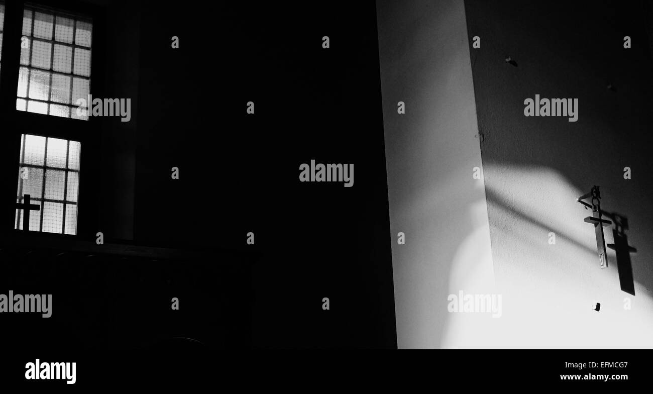 Shadow church crosses Black and White Stock Photos & Images - Alamy