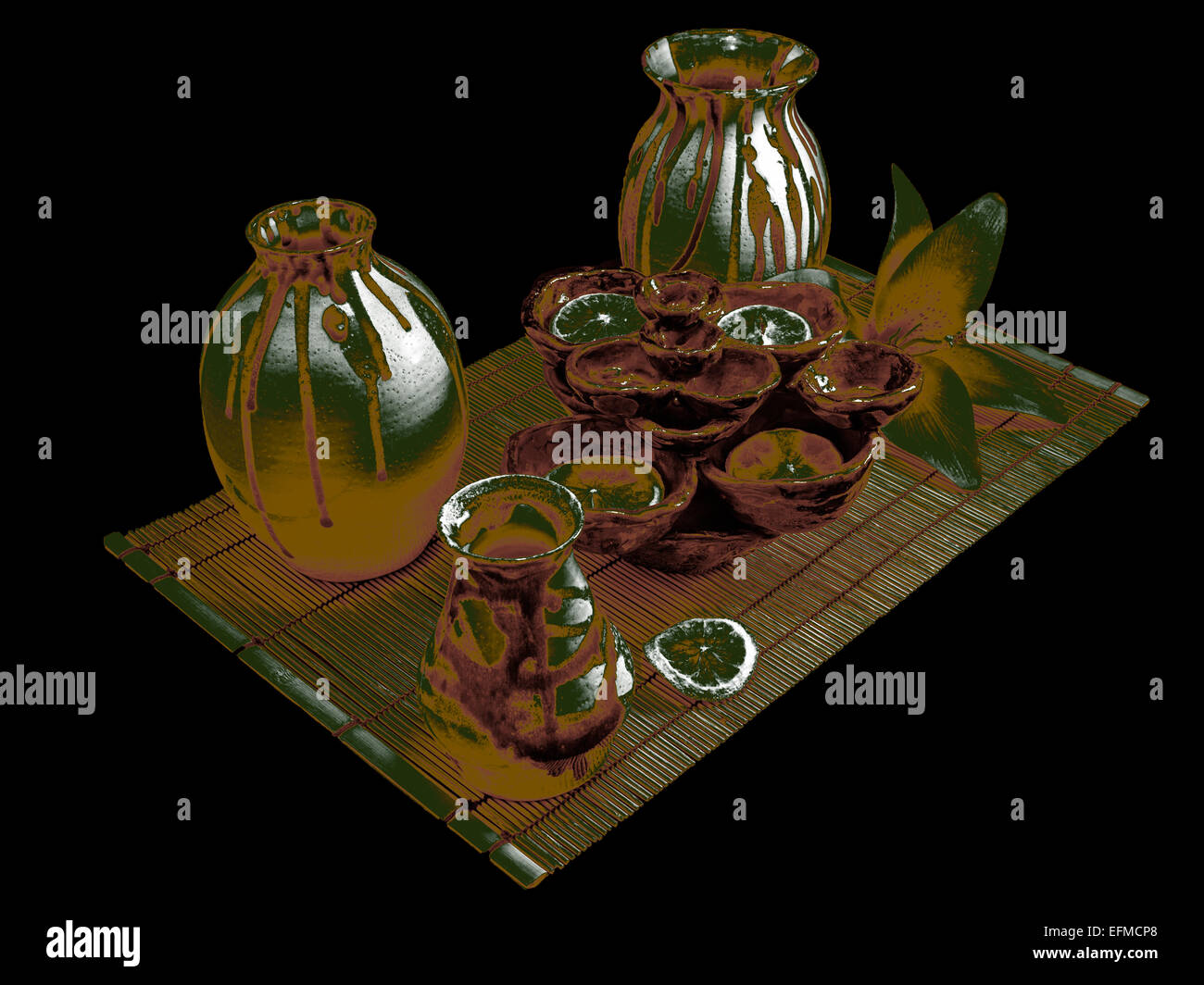 Split contrast pottery display Stock Photo - Alamy