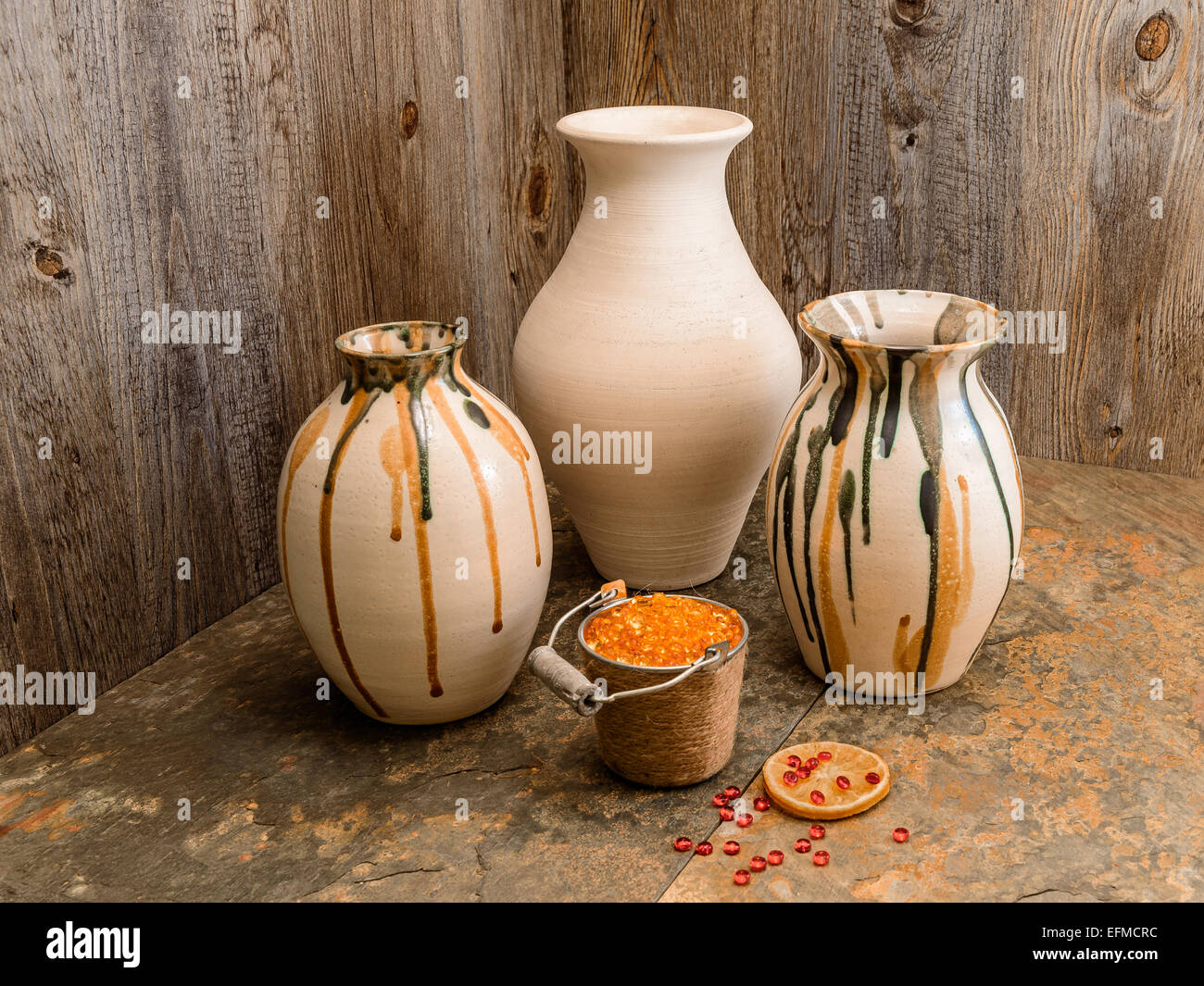 Ceramic pots with Orange Treasure Stock Photo - Alamy