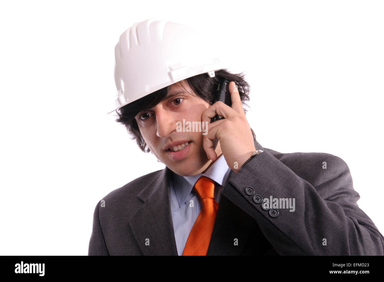 Young Engineer on the phone, isolated on white background Stock Photo ...