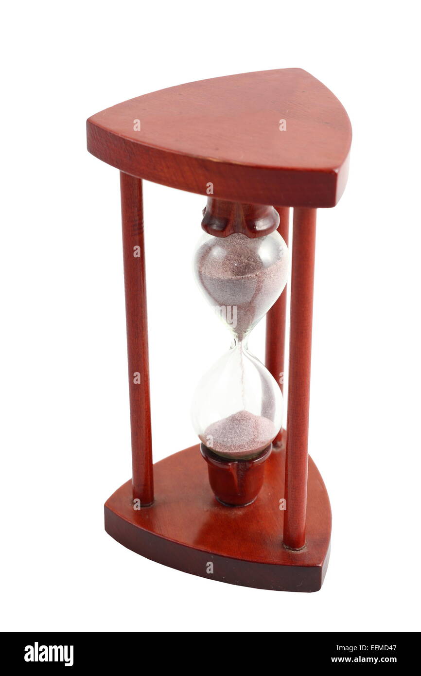 wooden traditional hourglass isolated over white background without ...