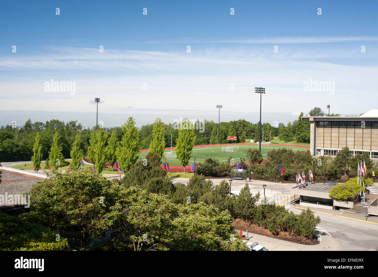 Playing field at Simon Fraser University, Burnaby, British Columbia ...