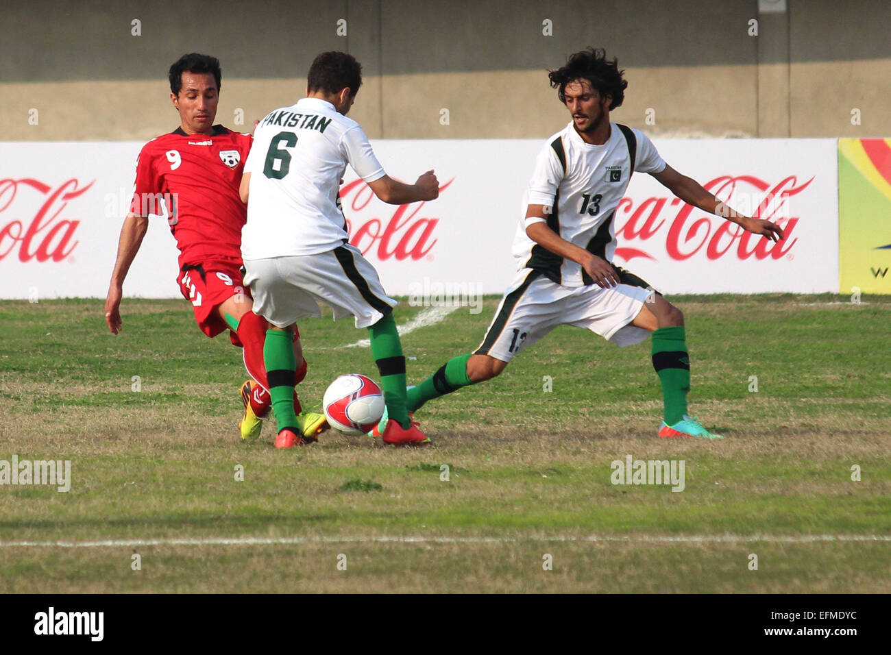A view of friendly soccer football match between Pakistan and ...