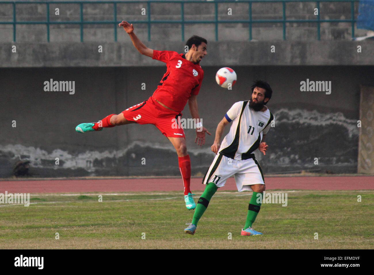 A view of friendly soccer football match between Pakistan and ...