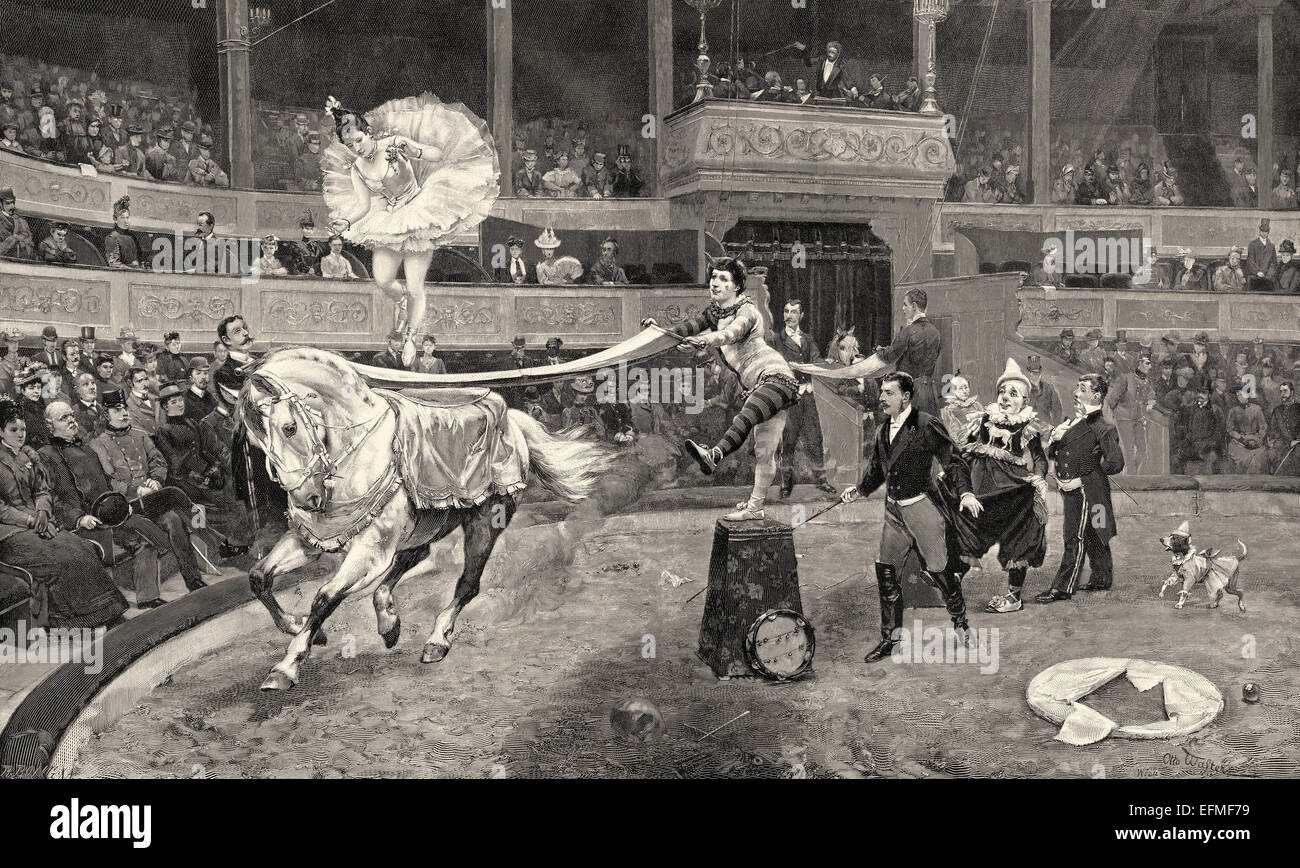 A circus performance, around 1900, by Walter Stock Photo - Alamy