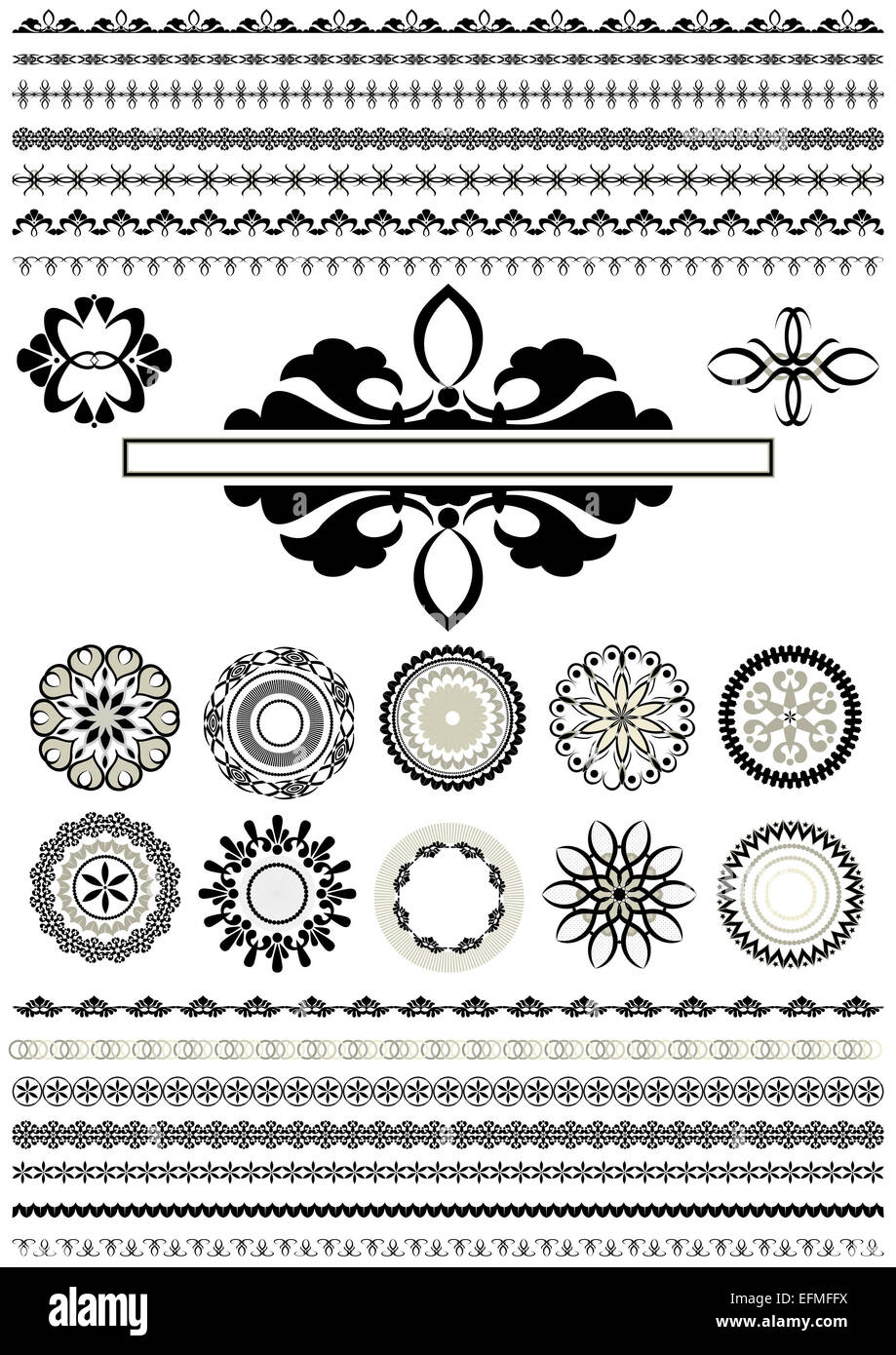 Collection of borders and round ornaments Stock Photo - Alamy