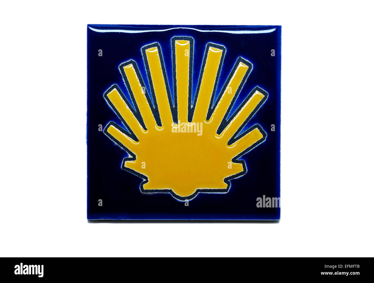 Shell symbol tile of the Camino de Santiago de Compostella pilgrimage ...