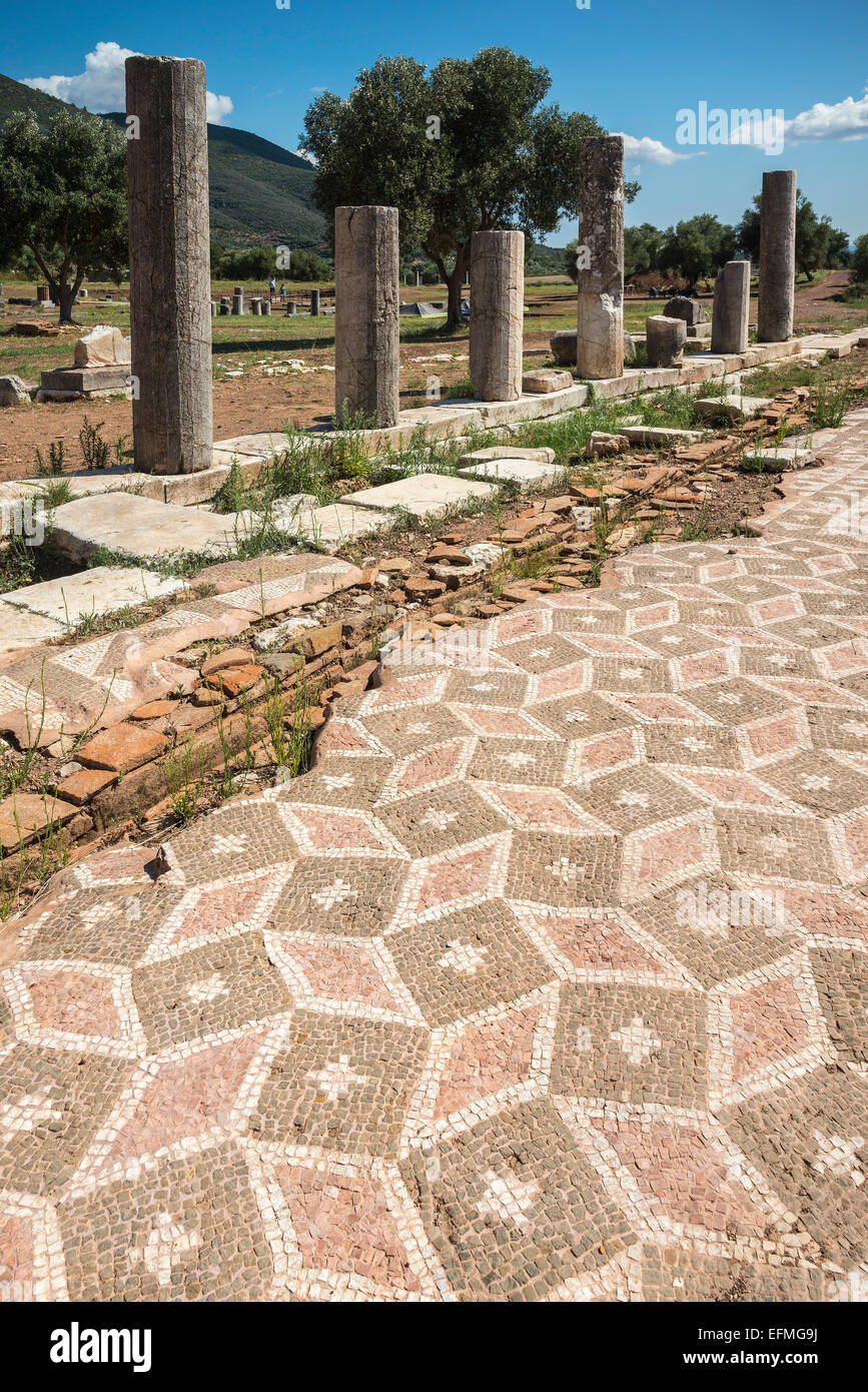 Remains of a mosaic floor at Ancient Messene, Messinia, Peloponnese ...