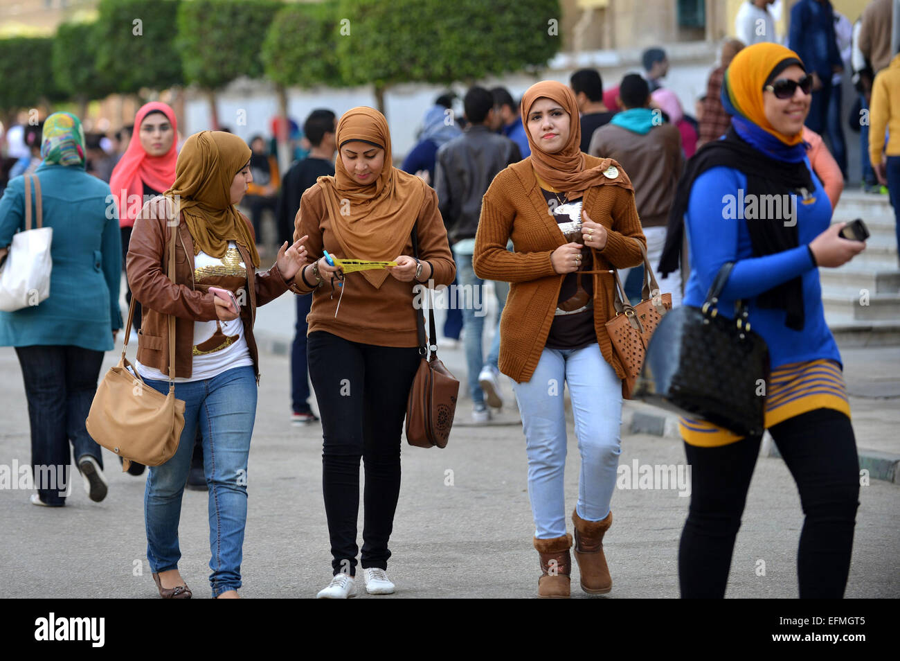 Cairo, Egypt. 7th Feb, 2015. Egyptian students walk at the cairo ...