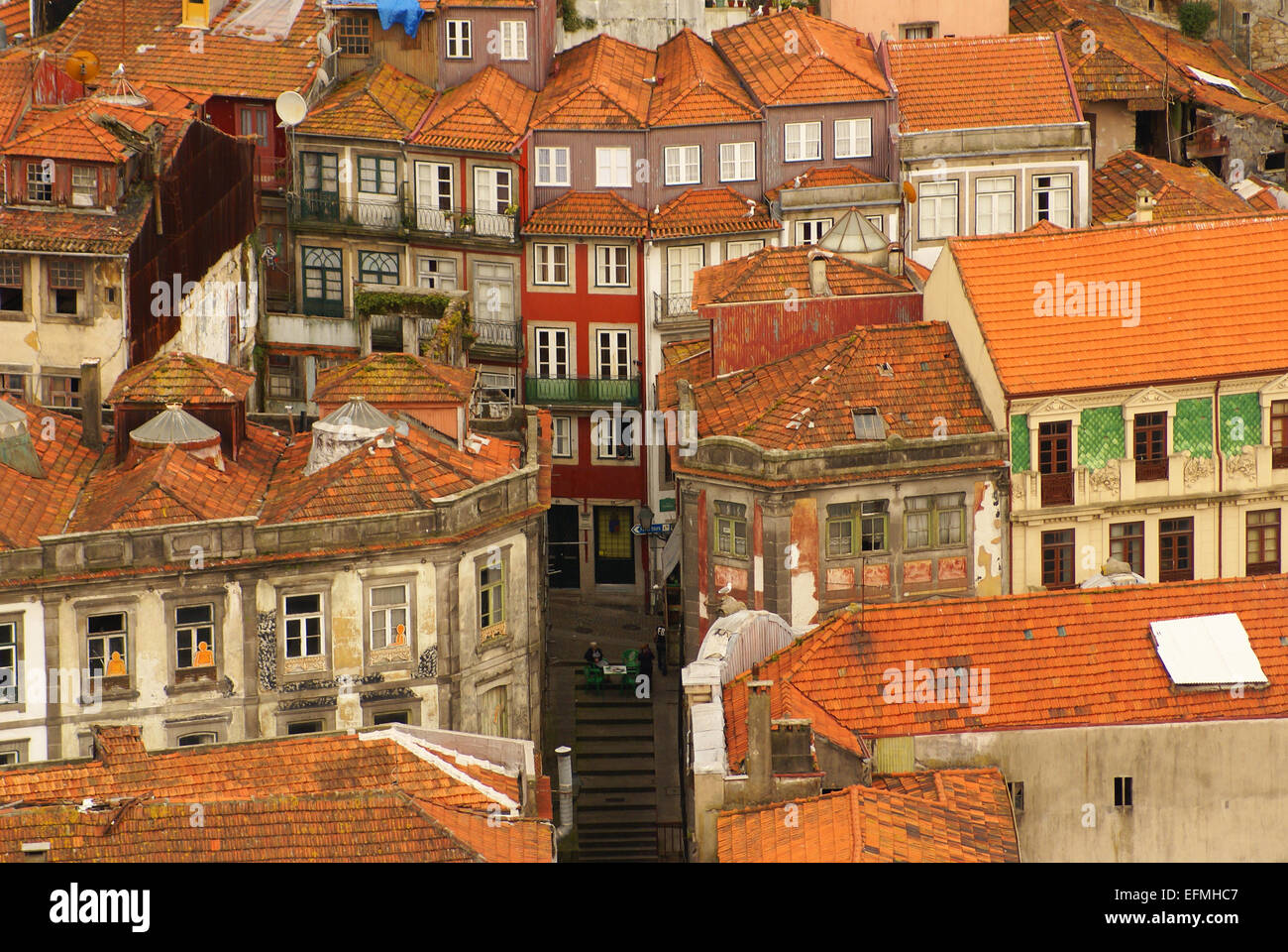 thin houses in old town, Porto, Portugal Stock Photo - Alamy