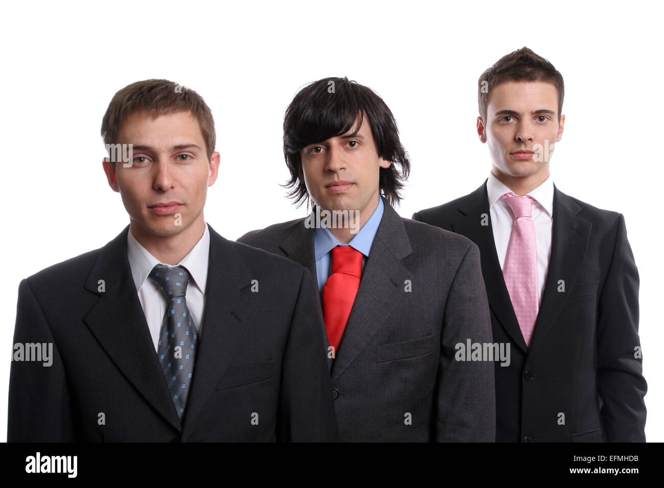 three young business man isolated on white background - focus on the ...