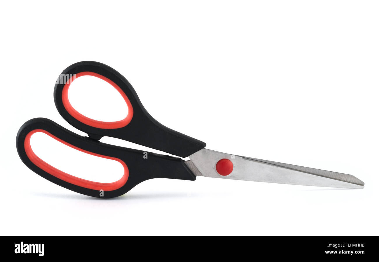 Metal scissors with a black handle, isolated Stock Photo - Alamy