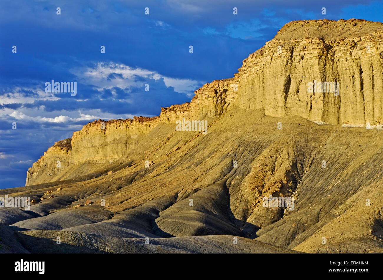 Yellow cliffs in the desert near Hanksville in southern Utah, the ...