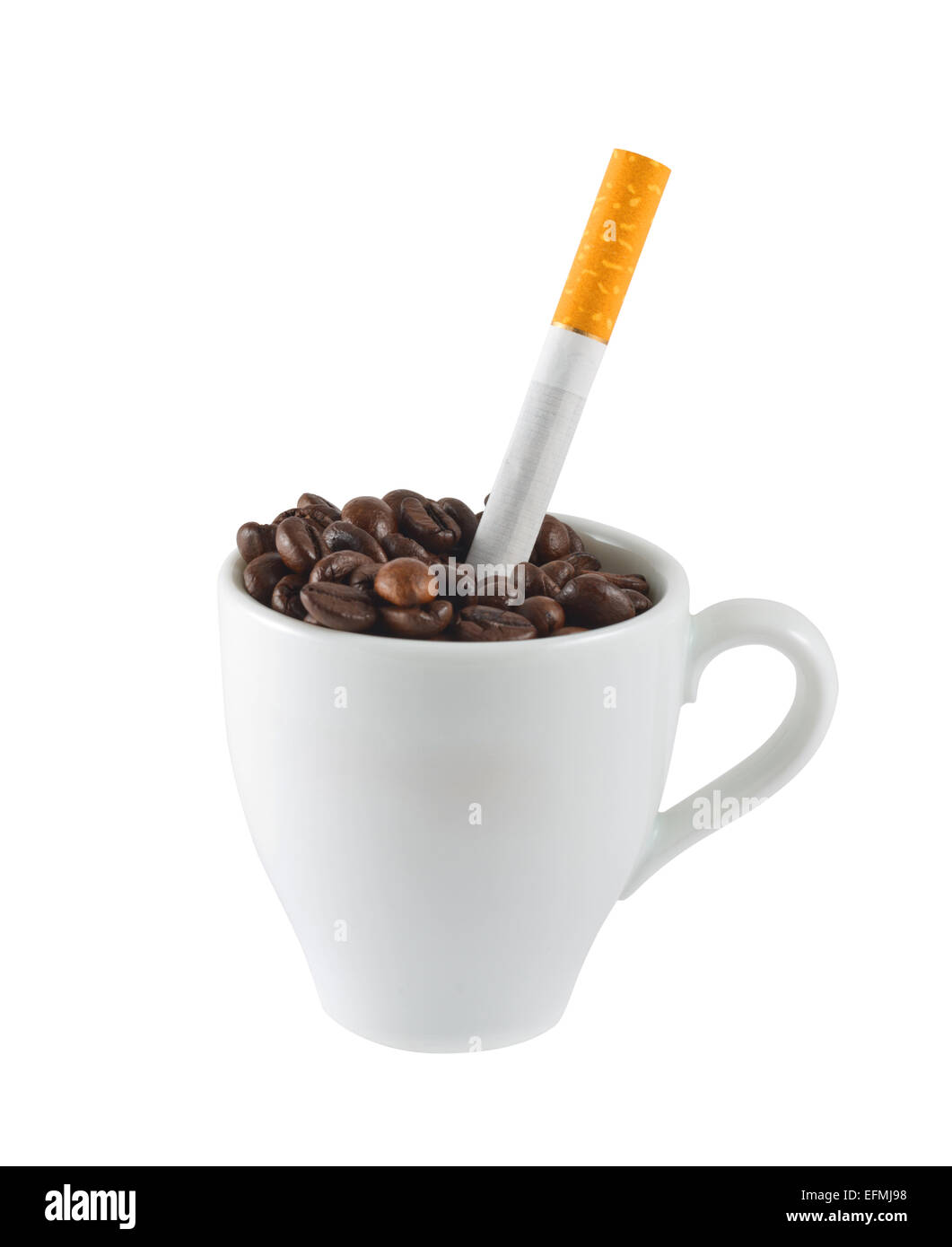Cigarette in a cup full of coffee Stock Photo - Alamy