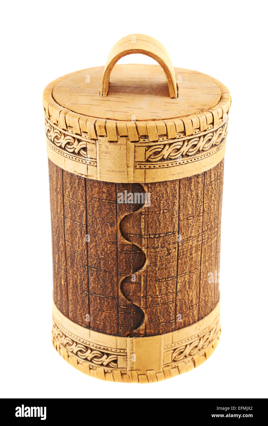 Handmade wooden cylindrical case Stock Photo - Alamy