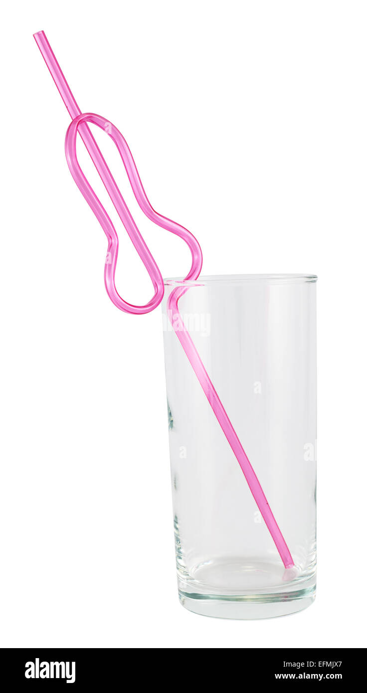Tall empty glass with a straw Stock Photo - Alamy