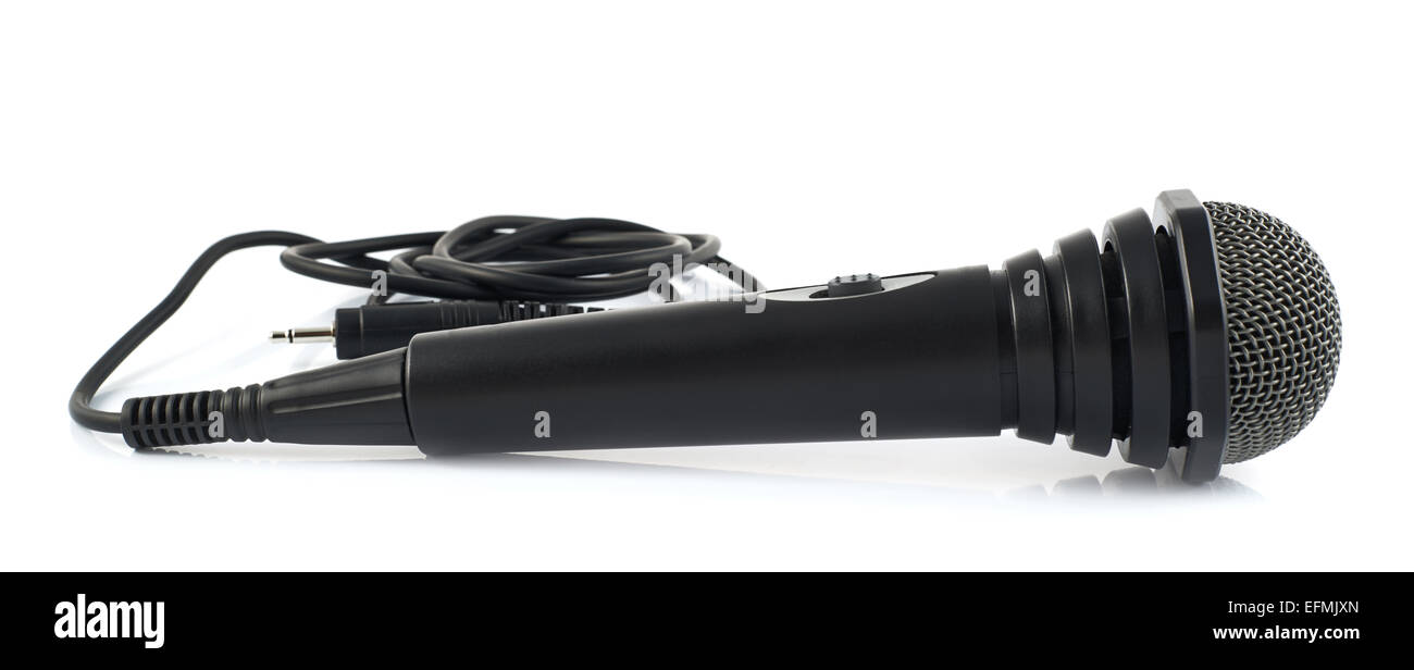 Black microphone isolated Stock Photo - Alamy
