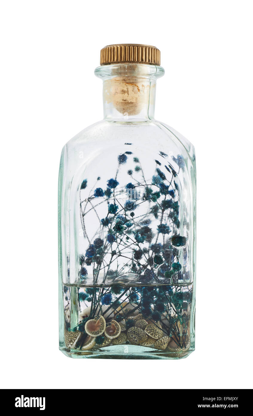 Glass bottle full of herbs Stock Photo - Alamy