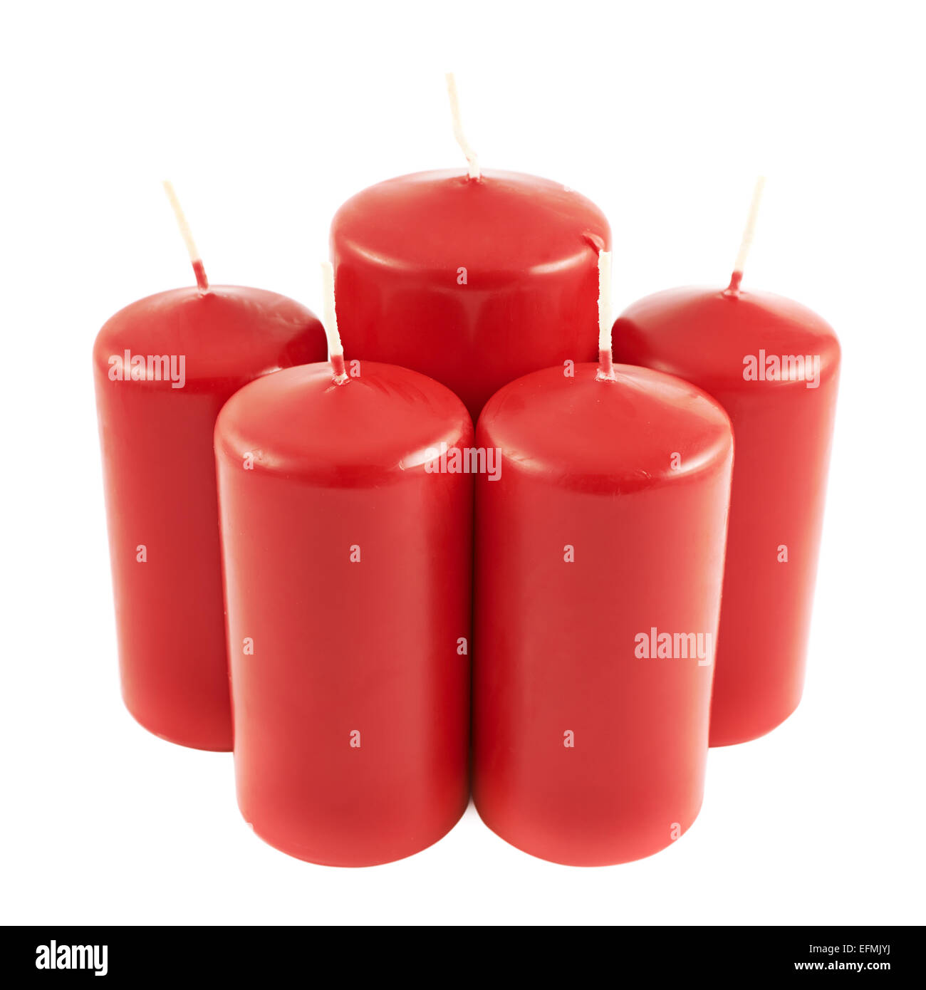 Five red candle composition isolated Stock Photo - Alamy