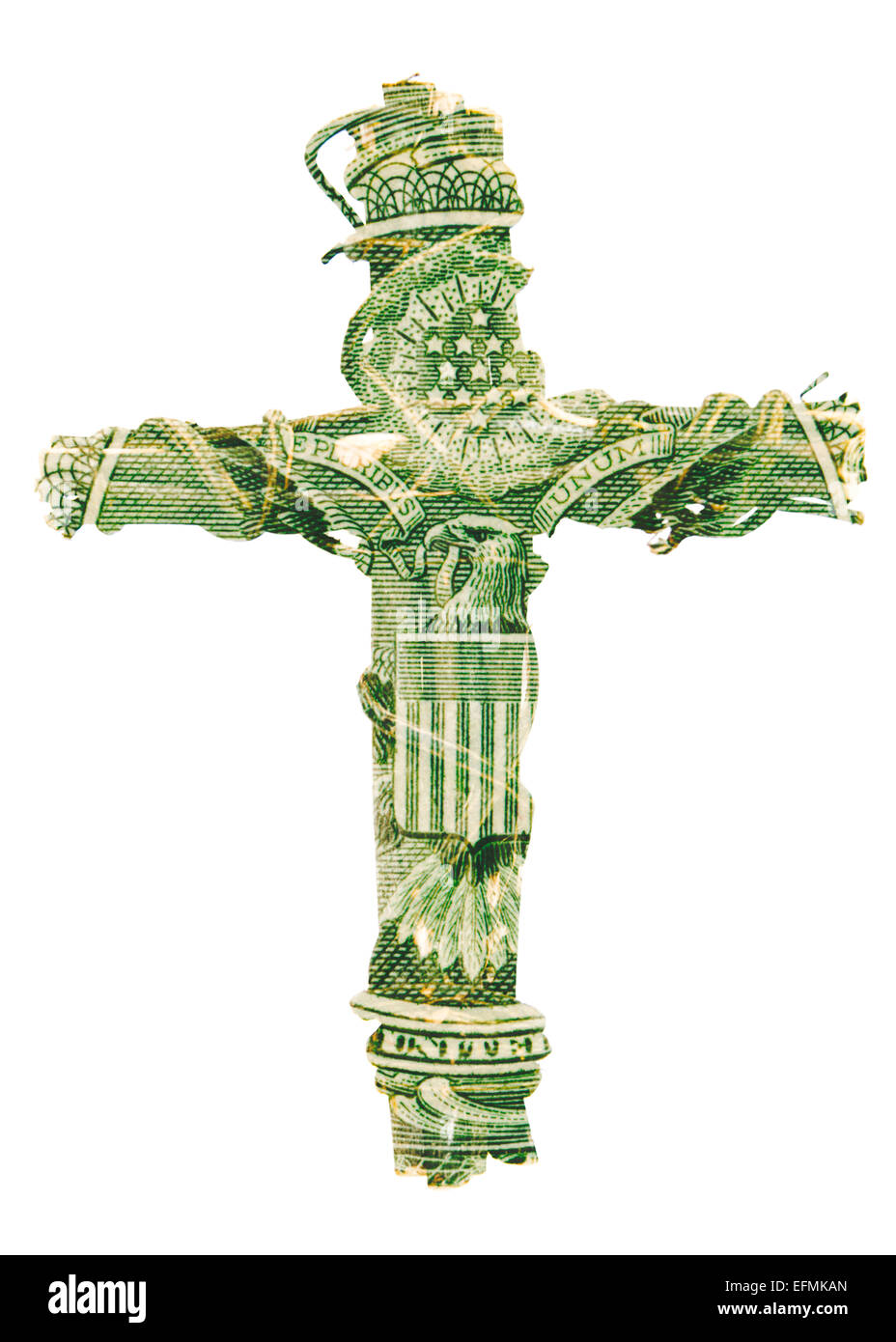 United States currency in the shape of a Christian Cross Stock Photo ...