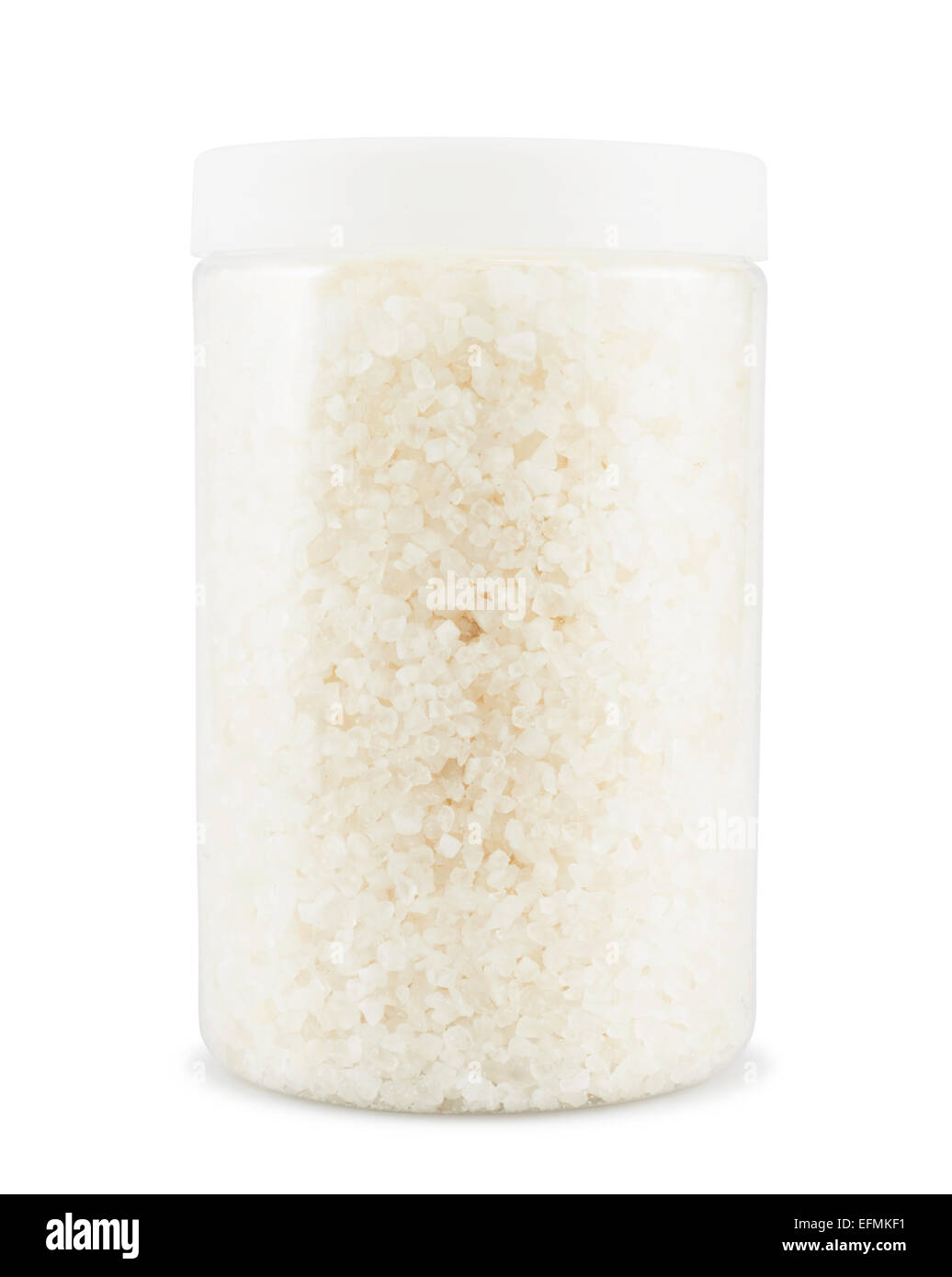 Plastic jar of the salt crystals Stock Photo - Alamy