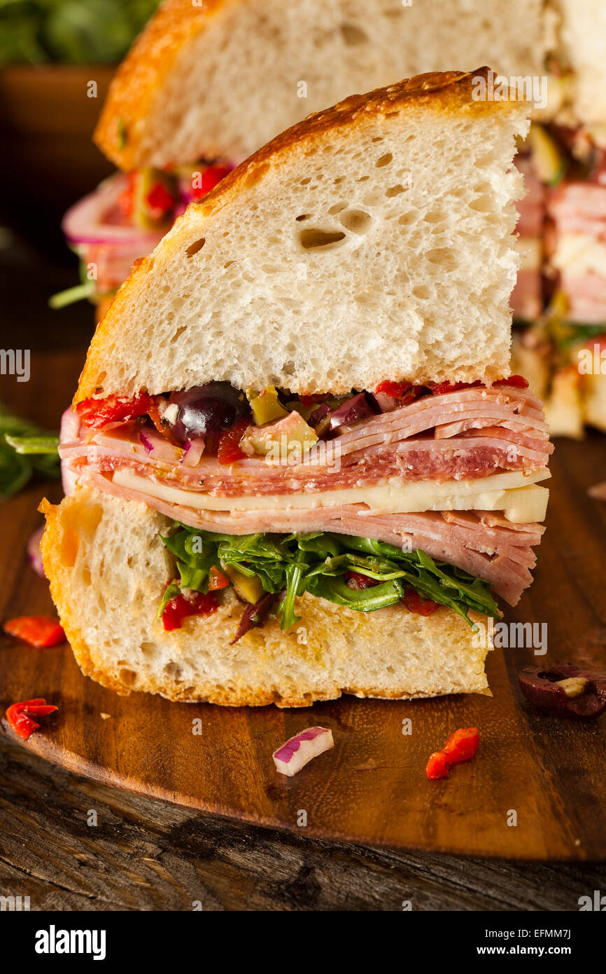 Cajun Muffaletta Sandwich with Meat Olives and Cheese Stock Photo - Alamy