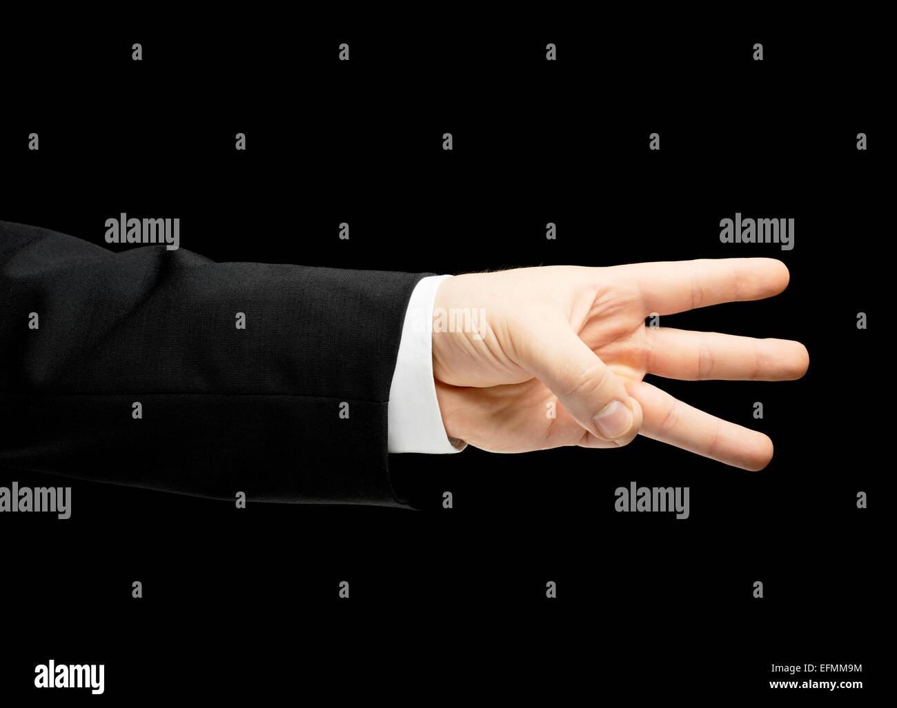 Caucasian male hand in a business suit isolated Stock Photo - Alamy