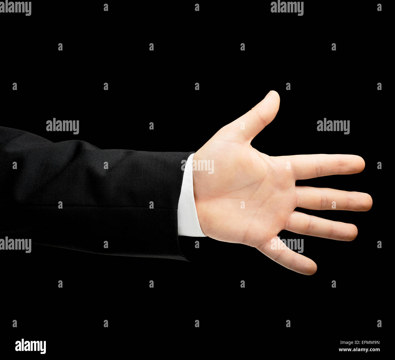 Caucasian male hand in a business suit isolated Stock Photo - Alamy