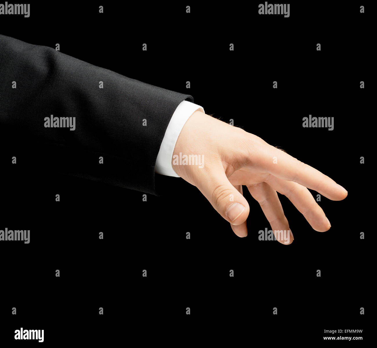 Caucasian male hand in a business suit isolated Stock Photo - Alamy