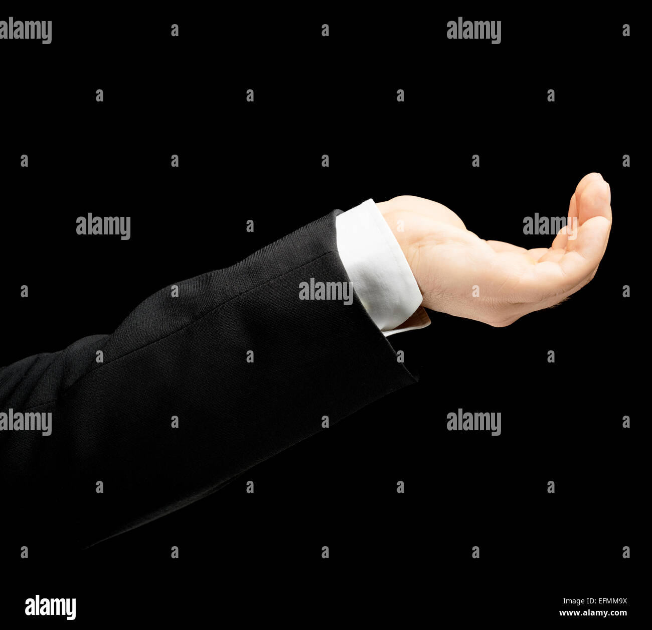 Caucasian male hand in a business suit isolated Stock Photo - Alamy