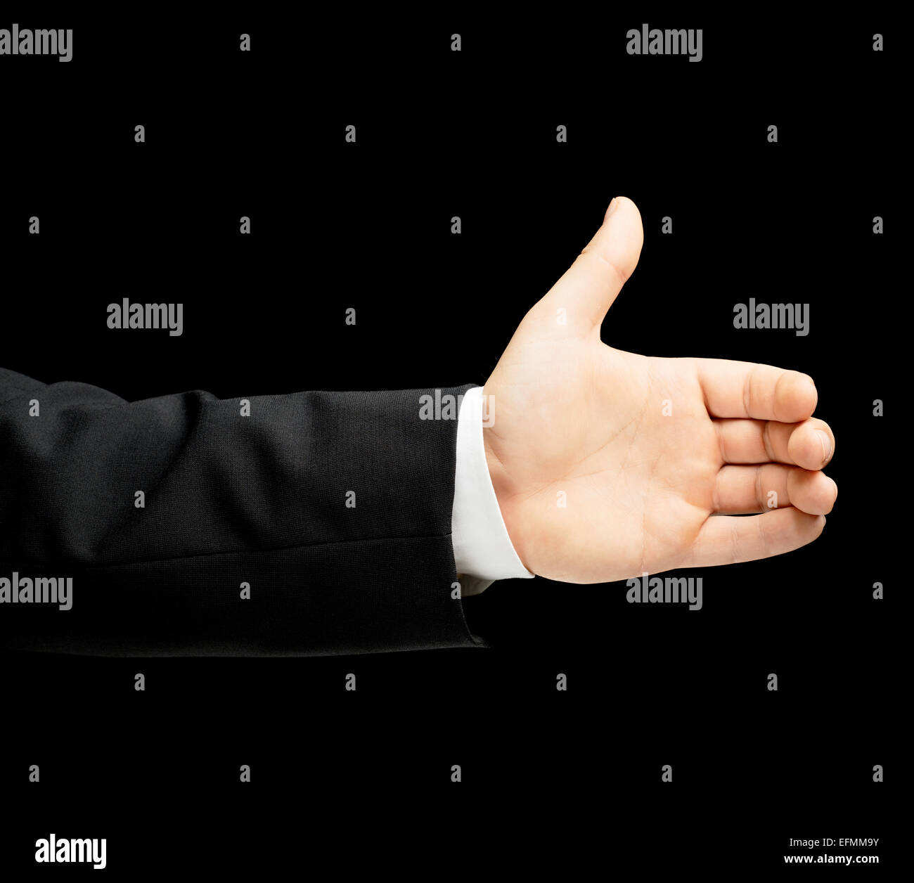 Caucasian male hand in a business suit isolated Stock Photo - Alamy