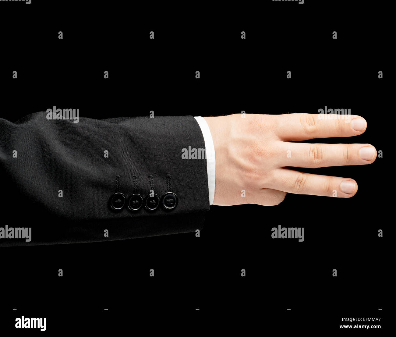 Caucasian male hand in a business suit isolated Stock Photo - Alamy