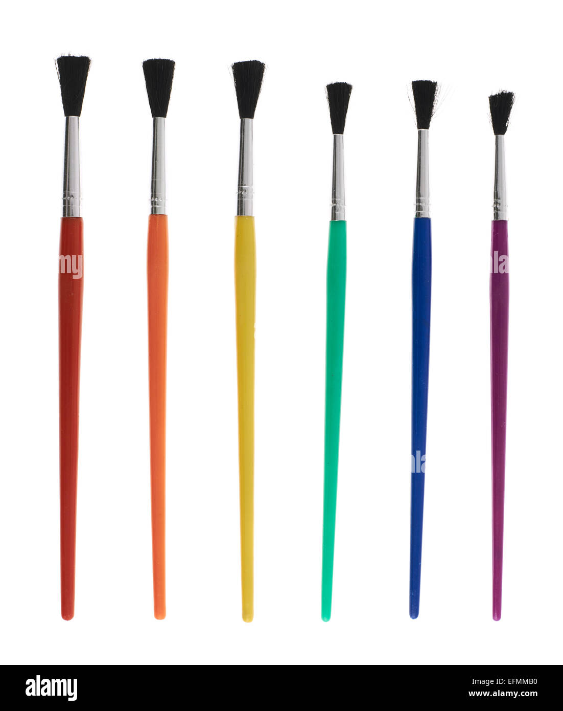 Six colorful paint brushes Stock Photo - Alamy
